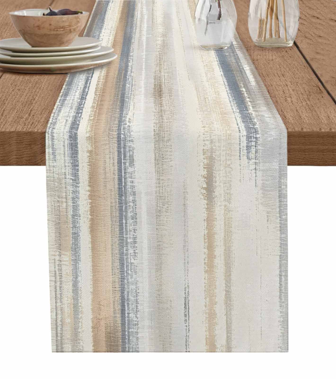 Beige Grey Table Runner Abstract Mottled Art Retro Modern Painting ...