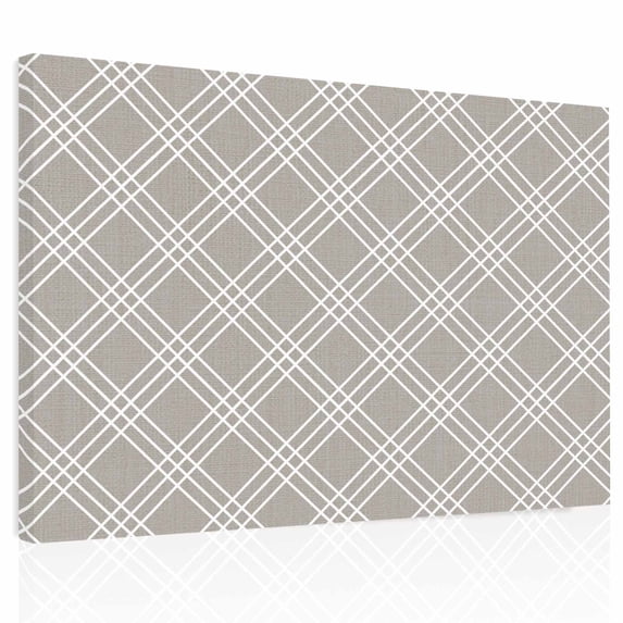 Beige Grid Canvas Print Wall Art, Modern Minimalist Classic White Fine ...