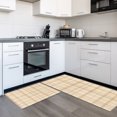Beige Grid Gingham 2 Pieces Non-Slip Kitchen Mat Set, Abstract Modern ...