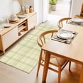 Beige Grid Gingham 2'x6' Runner Rug for Hallway Walkway Kitchen Galley ...