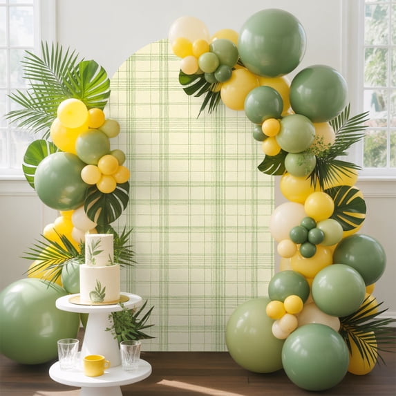 Beige Grid Gingham Arch Backdrop Cover 4 FT, Abstract Modern Minimalist ...