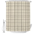Beige Grid Gingham Shower Curtain for Bathroom, Abstract Modern ...