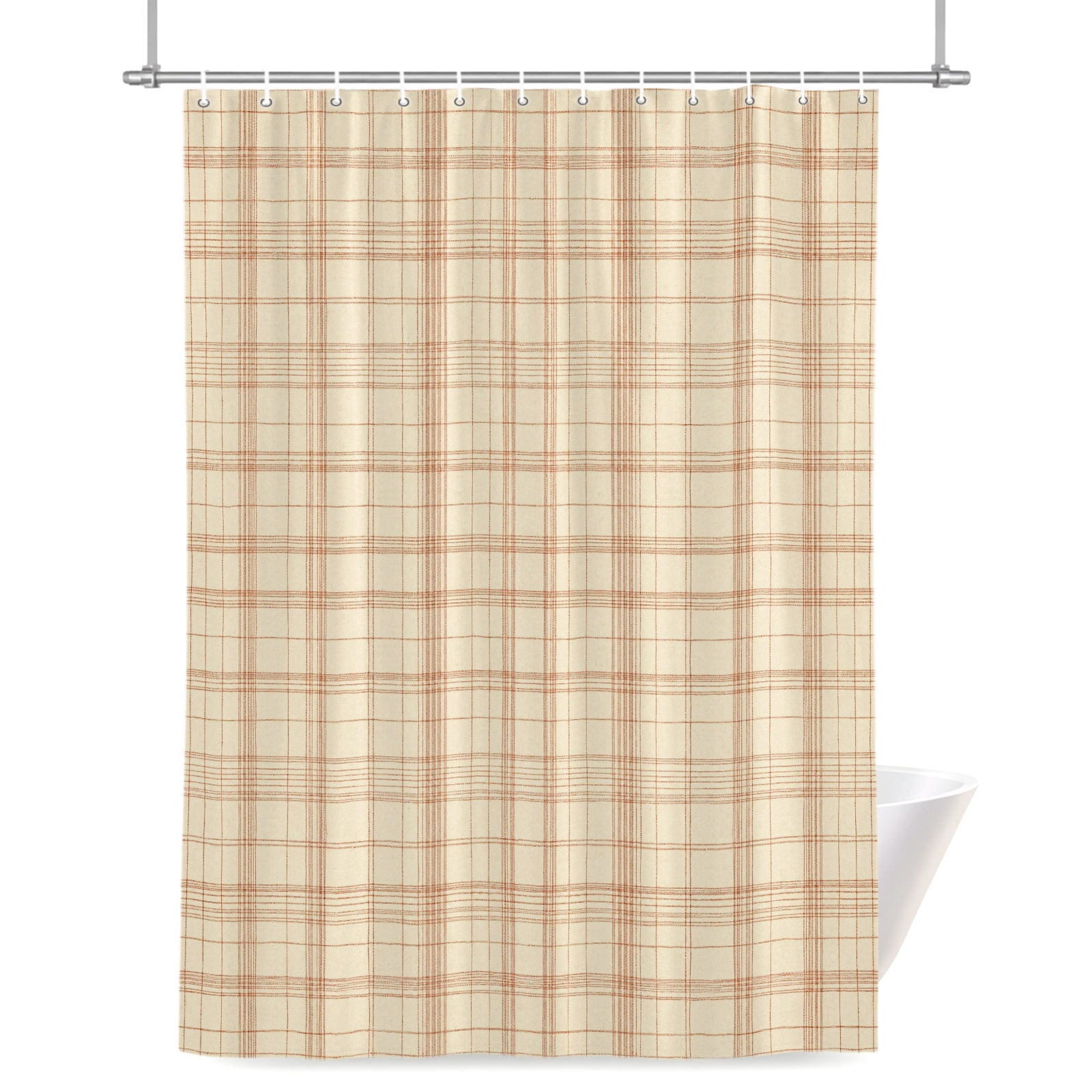 Beige Grid Gingham Shower Curtains for Bathroom, Abstract Modern ...