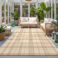 Beige Grid Gingham Washable Living Room Rugs 5'x8', Abstract Modern ...