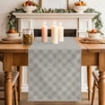 Beige Grid Table Runner, Modern Minimalist Classic White Fine Lines ...