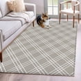 Beige Grid Washable Area Rug 4x6 Modern Minimalist Classic White Fine ...