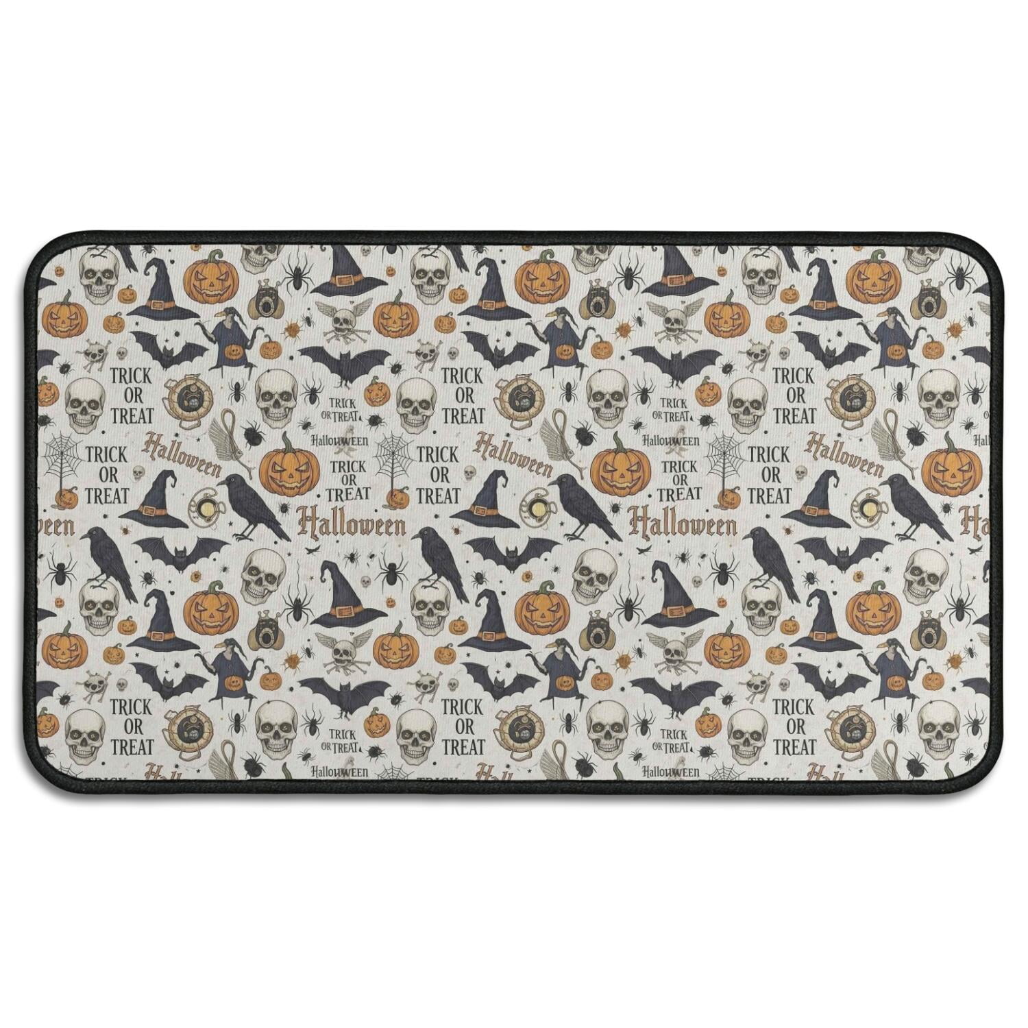 Beige Halloween Pumpkin Skull Bat Pattern Door Rugs,Washable Non Slip ...