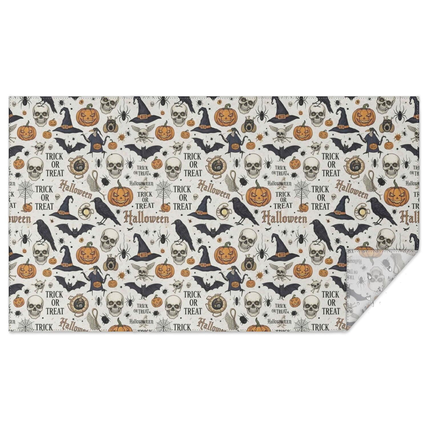 Beige Halloween Pumpkin Skull Bat Pattern Rectangle Tablecloth 60"x102 ...