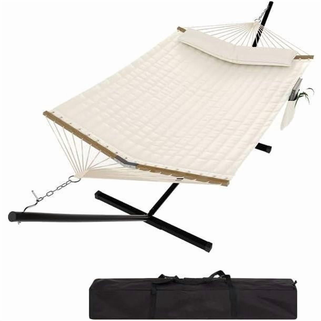 Beige Hammock with Stand, Heavy Duty Portable Steel Frame Hammocks with ...