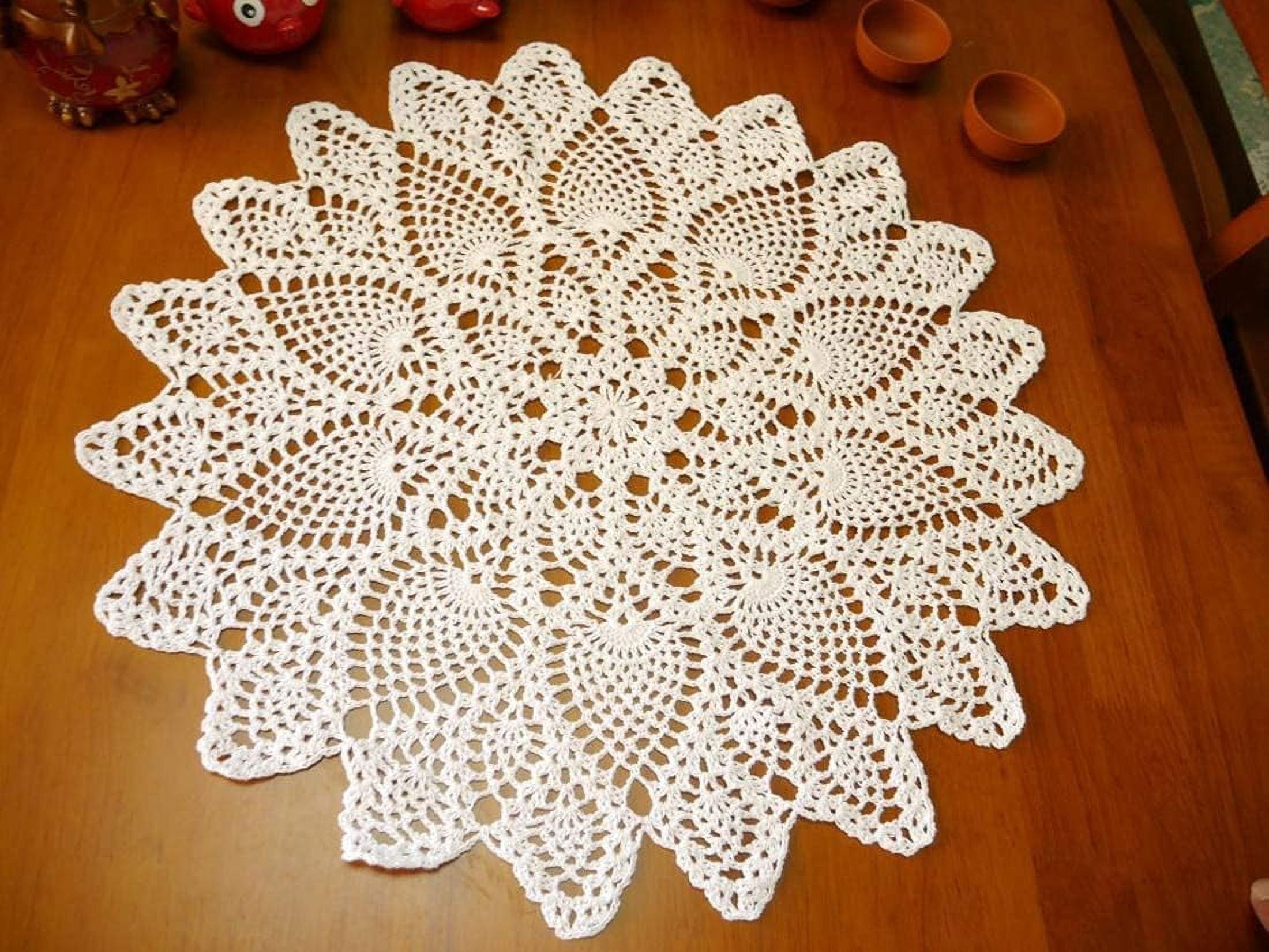 Beige Handmade Crochet Cotton Table Cloth Lace Doilies Round Lace ...