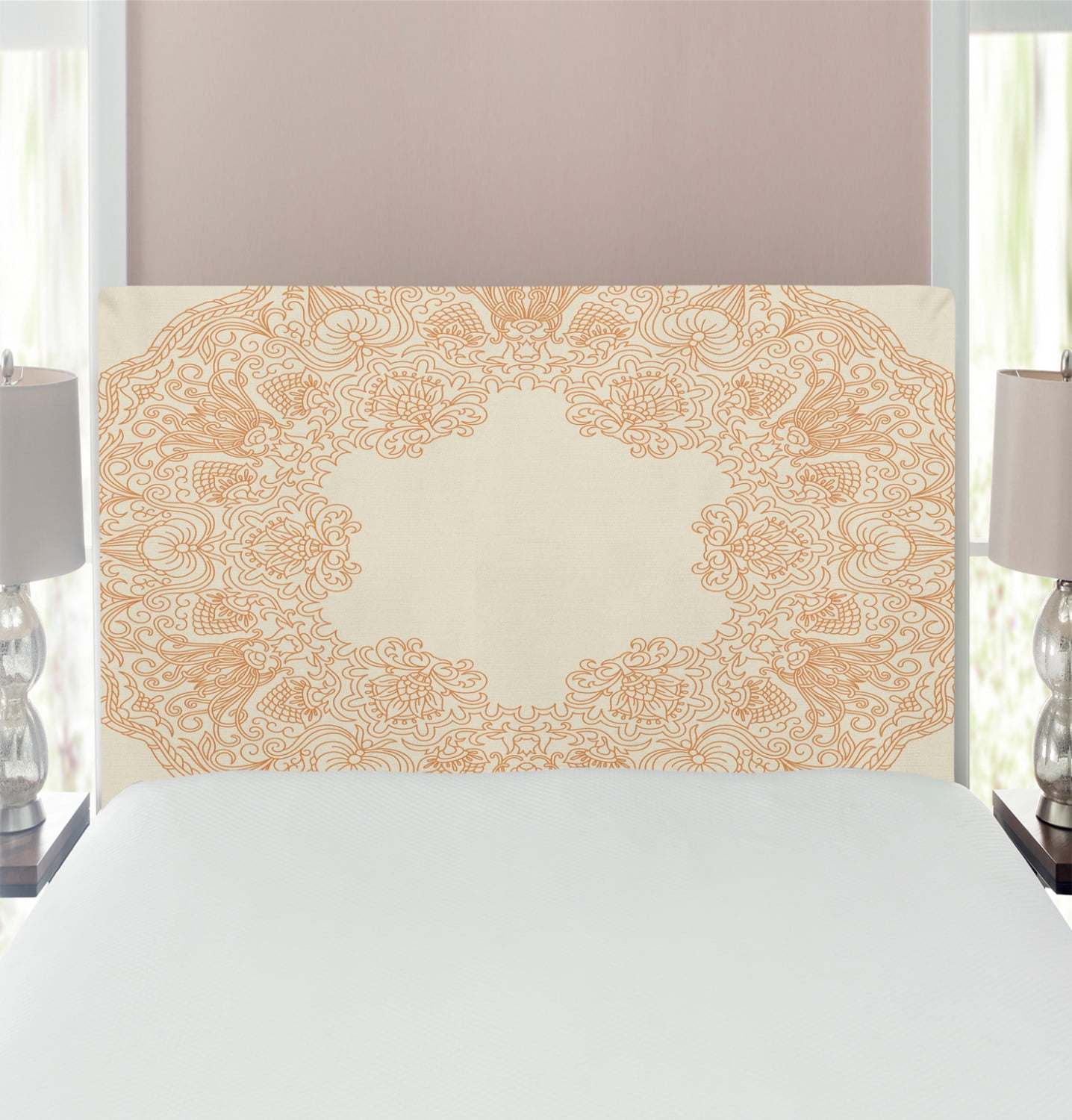 Beige Headboard, Old Fashion Embriodery Style Floral Circle Victorian ...