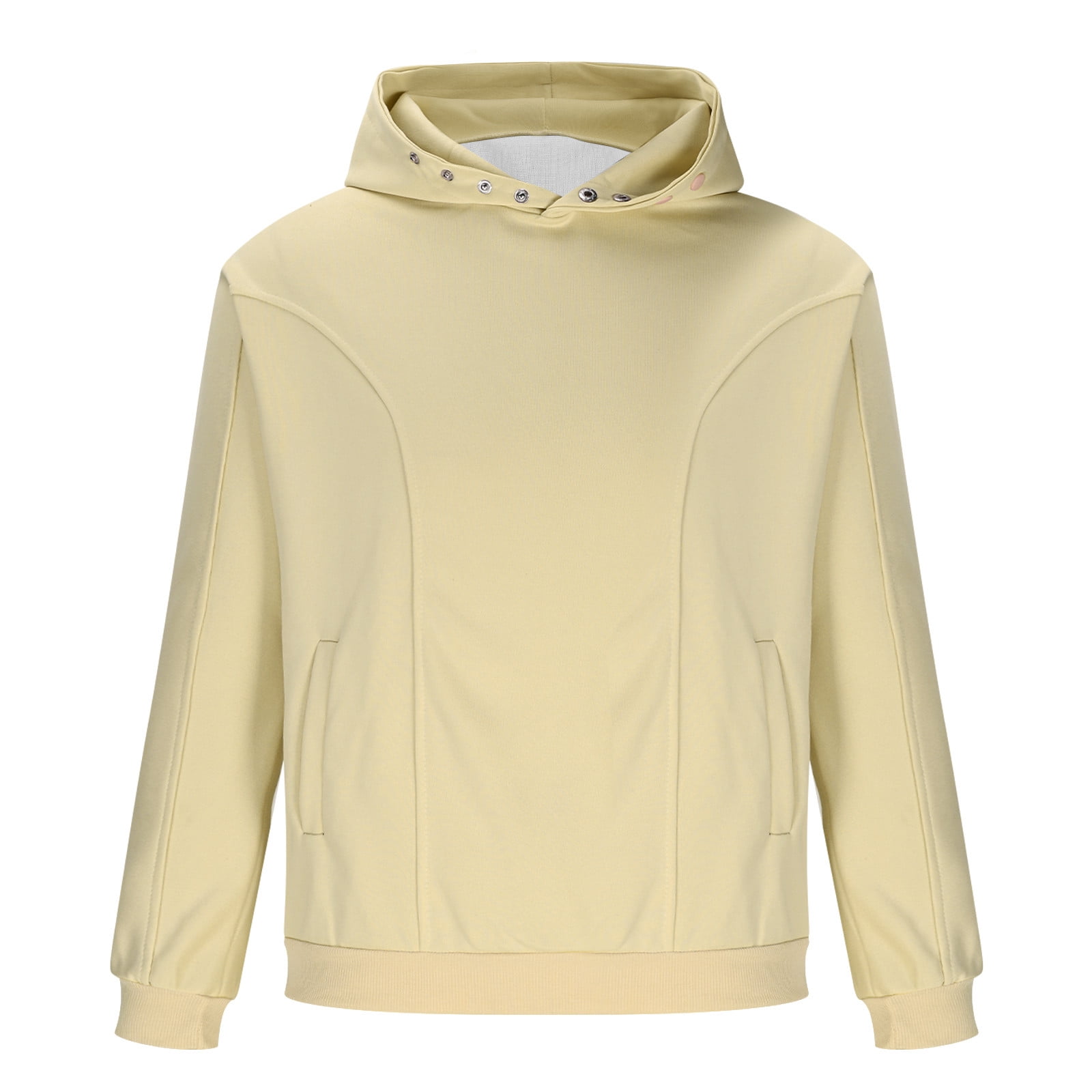 Beige Hood for Mens Fall Winter Long Sleeve Brunch Hooded Basic Jackets ...