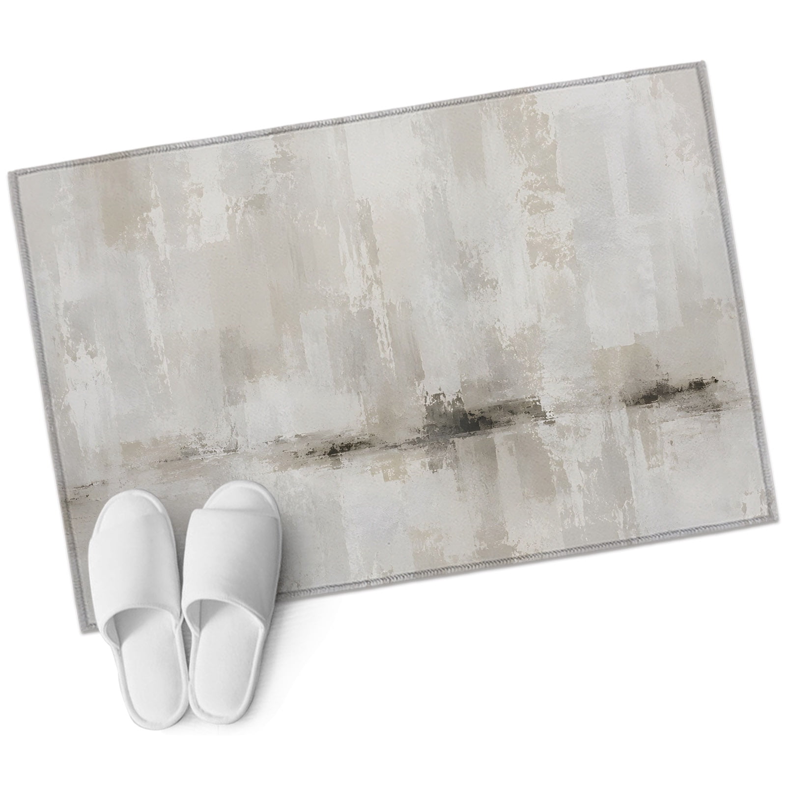Beige Horizon Line Rectangle Area Rug 2x3ft Gray Cream Ink Splatters ...