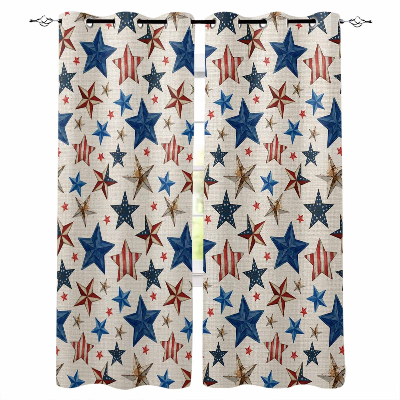 Beige Independence Day Blackout Curtains for Bedroom/Living Room ...