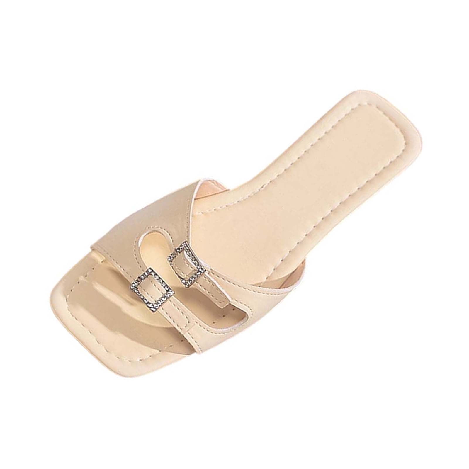 Beige Indoor Outdoor Versatile Slippers For Ladies, Open Toe Solid ...