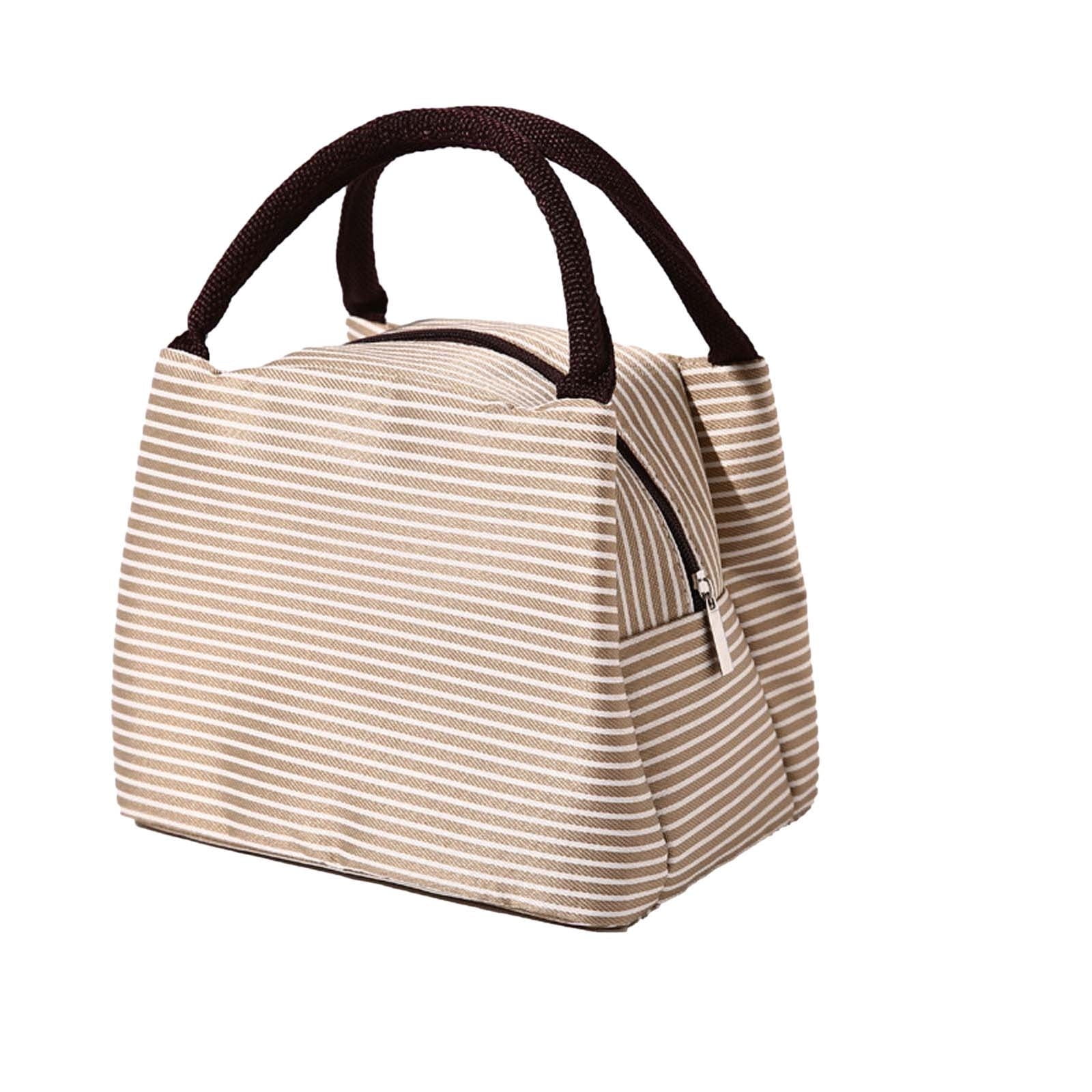 Beige Insulated Lunch Bag For Women Compact Reusable Tote Cooler With ...