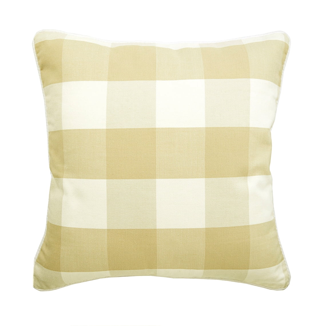 Beige And Ivory White Large Gingham Checks, Plaid Couch Cushion Cover ...