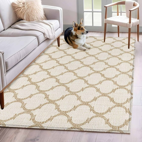Beige Khaki Plaid Area Rugs 3x5 ft Retro Country Moroccan National ...