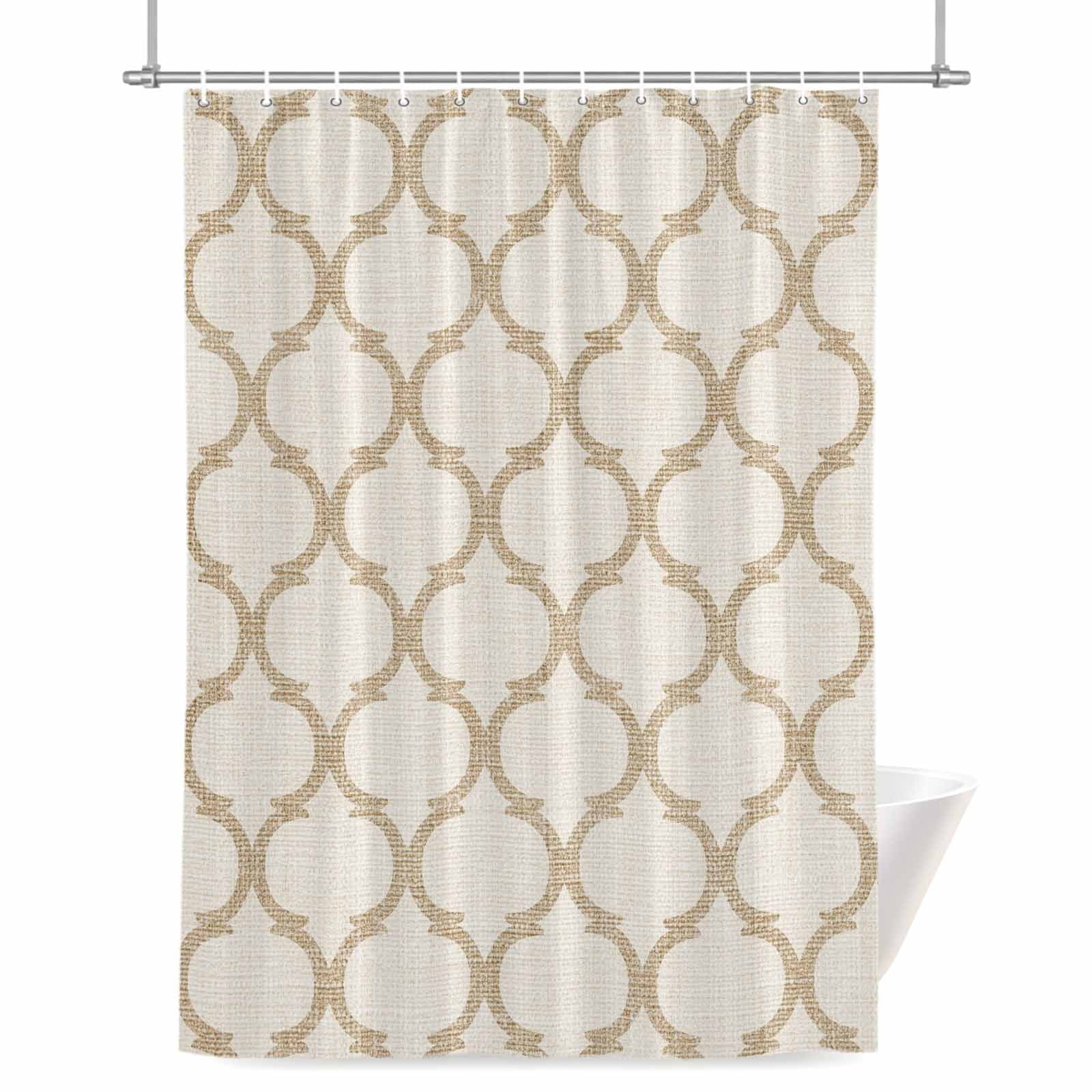 Beige Khaki Plaid Shower Curtains for Bathroom, Retro Country Moroccan ...
