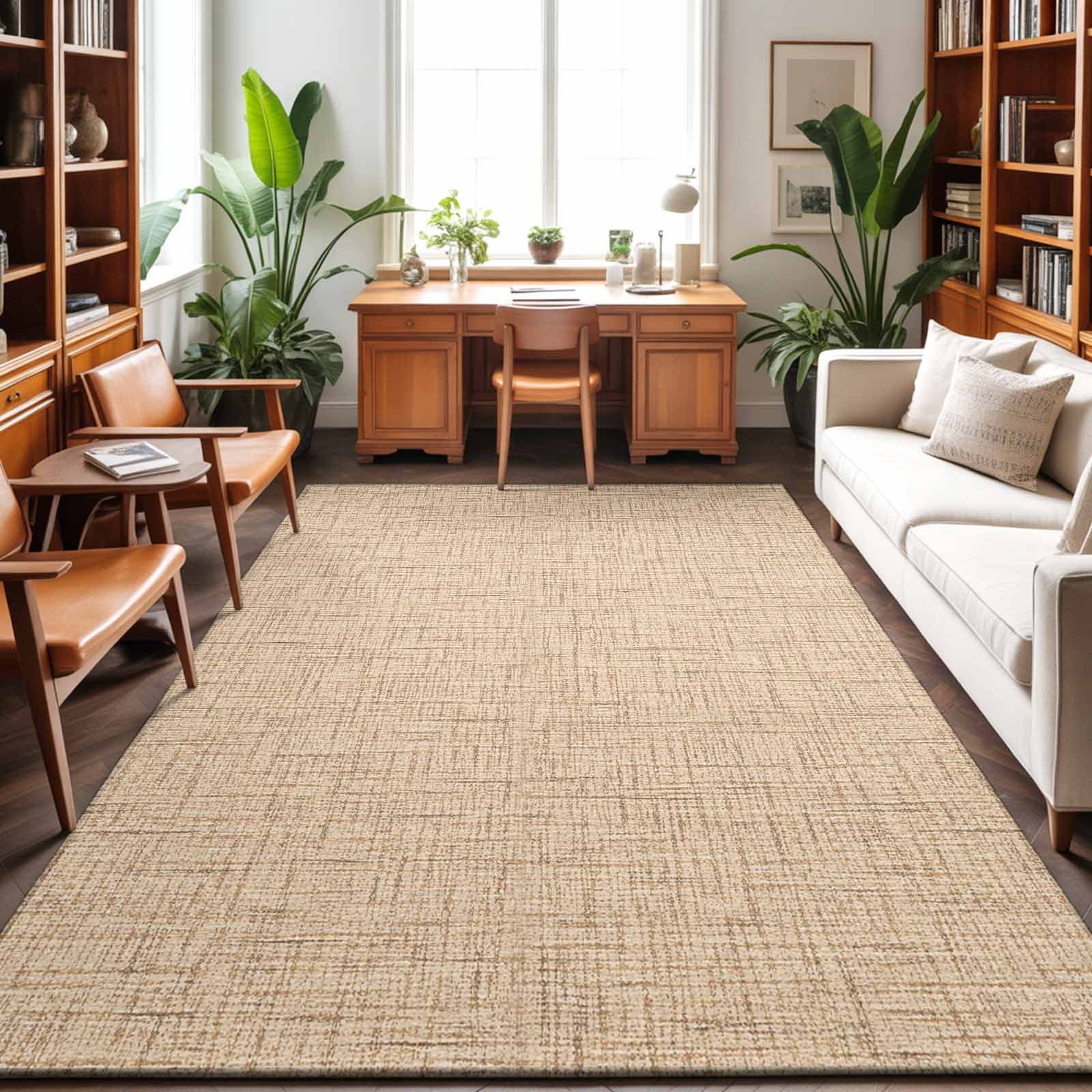 Beige Khaki Solid 4'x6' Rug for Dining Table for 4 People Under Table ...