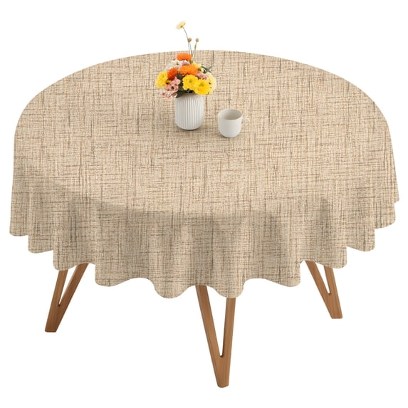 Beige Khaki Solid Round Tablecloth 54 inches Minimalist Cloth Oatmeal ...