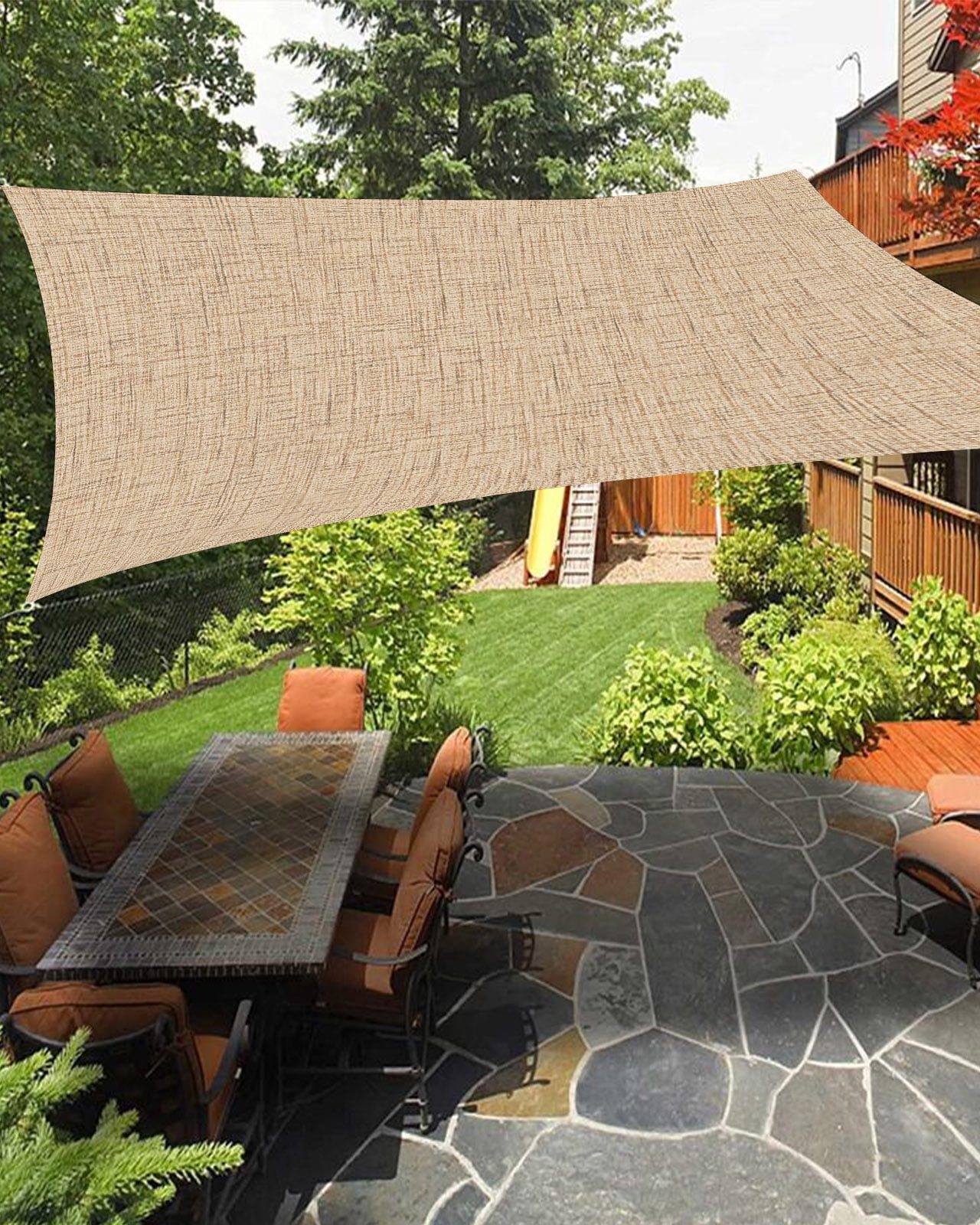 Beige Khaki Solid Sun Shade Sail 12'X16' Minimalist Cloth Oatmeal Linen ...