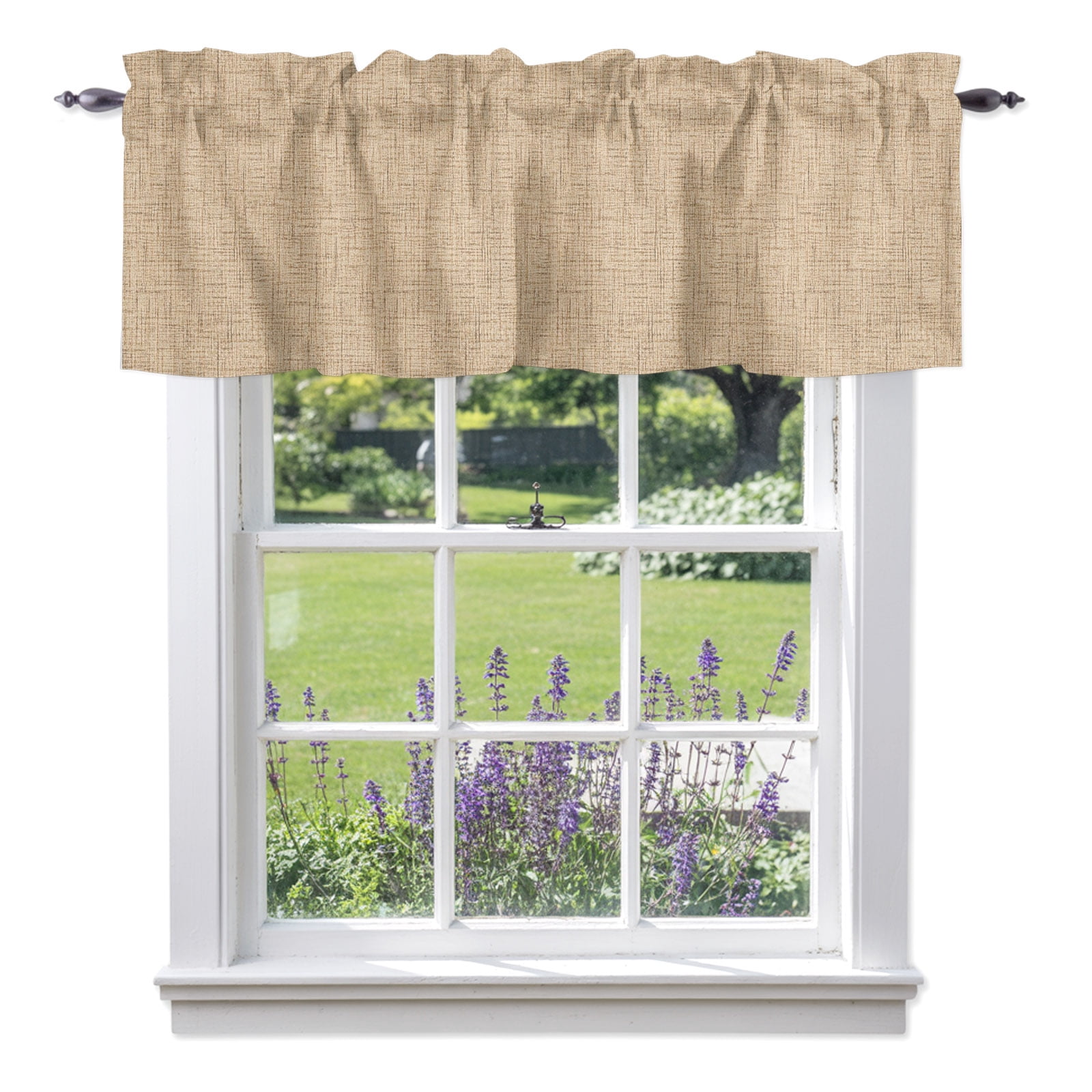 Beige Khaki Solid Window Valance for Kitchen, Minimalist Cloth Oatmeal ...