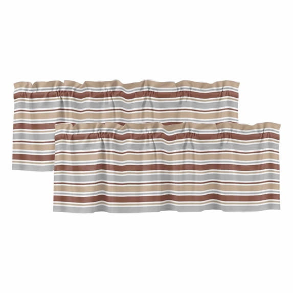 Beige Khaki Striped Valances for Windows, Decorative Rod Pocket Window ...