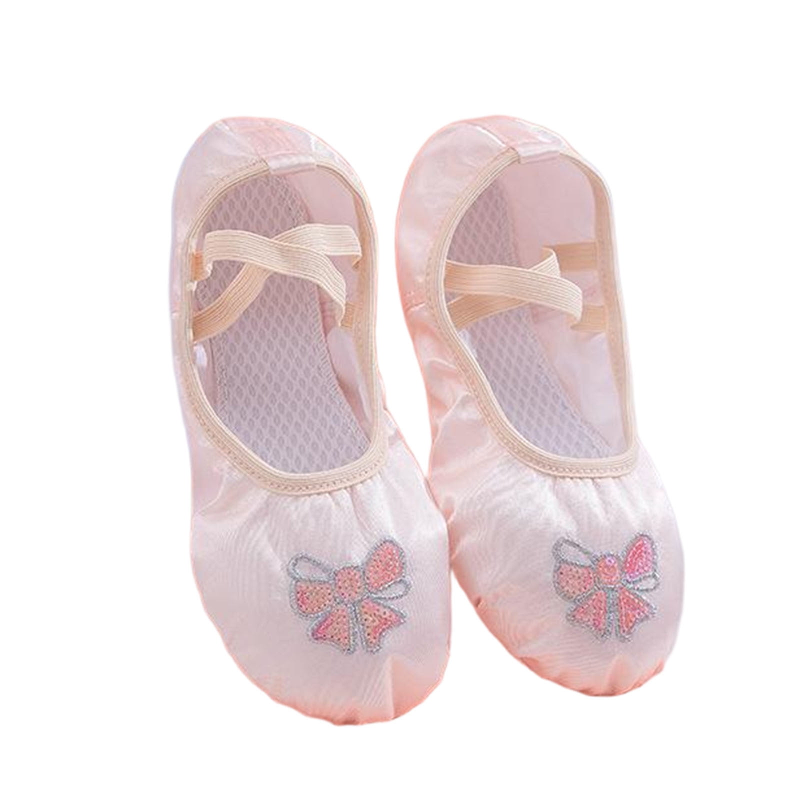 Beige Kids Dance Shoes Featuring Soft Sole And Strap Closure For Ballet ...