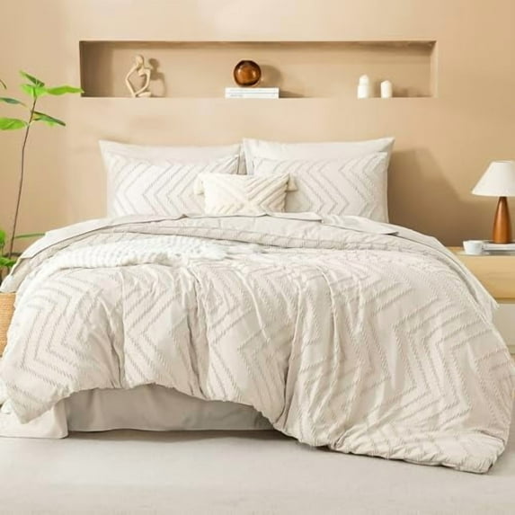 Beige King Size Comforter Set with Sheets - 7 Pieces Bed in a Bag King ...
