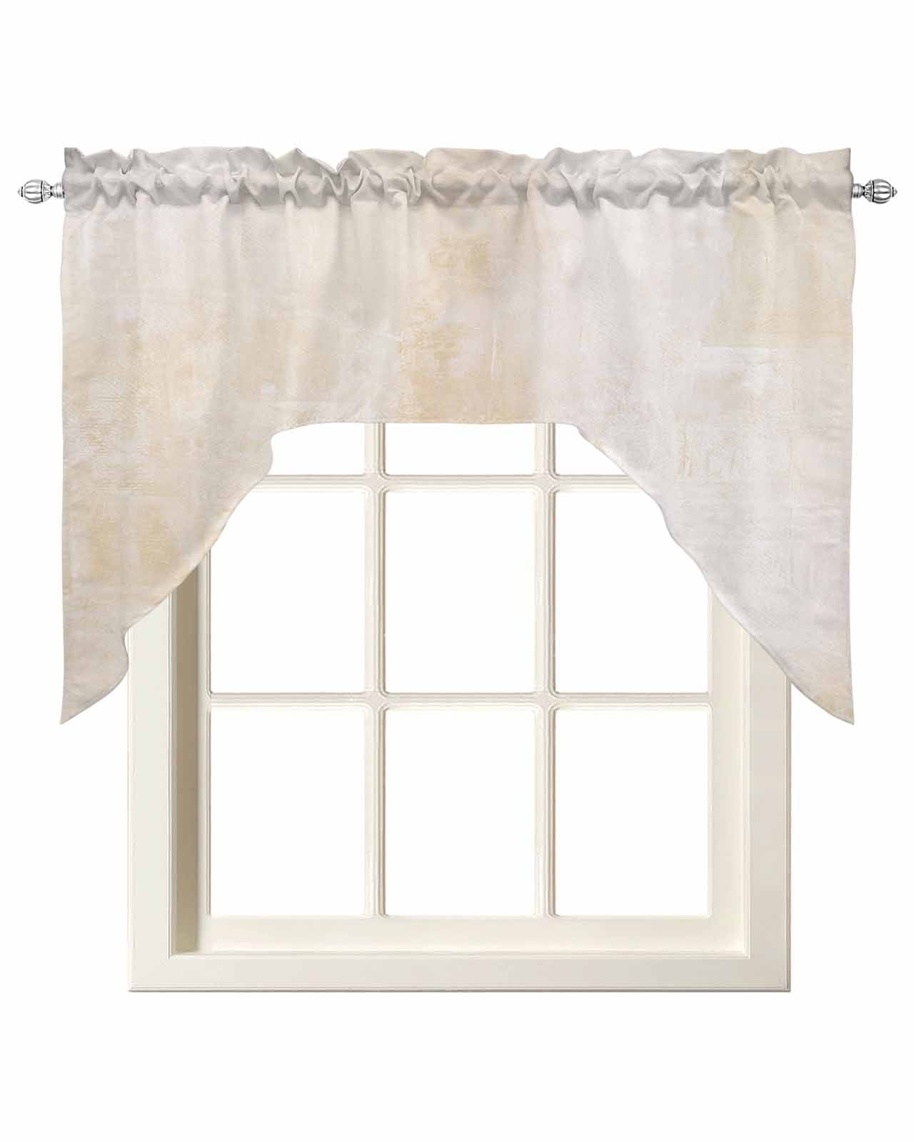 Beige Kitchen Curtains Swag Valance for Windows/Bathroom/Cafe, Retro ...