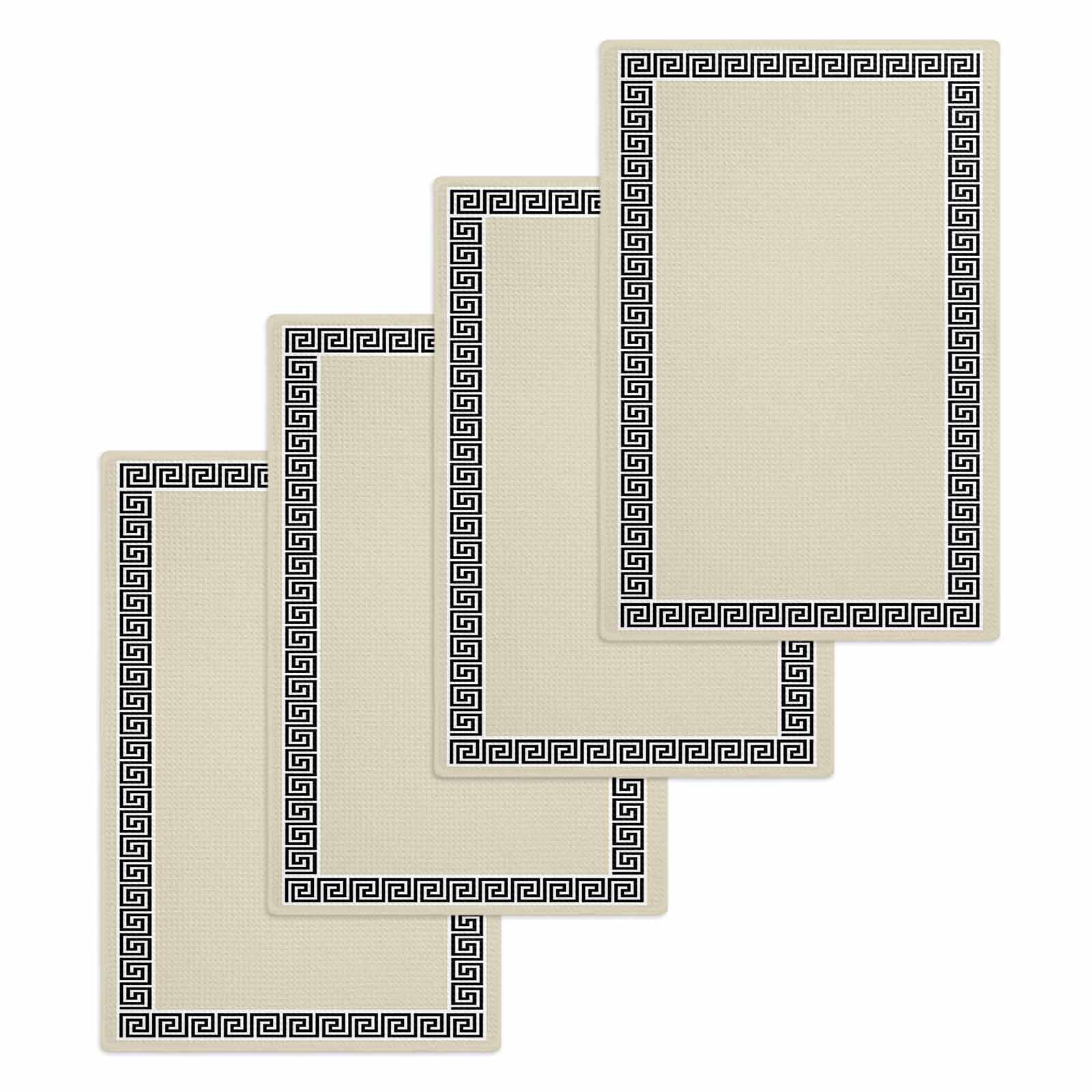 Beige Kitchen Dish Towels for Drying Dishes Set of 4, Black Modern ...