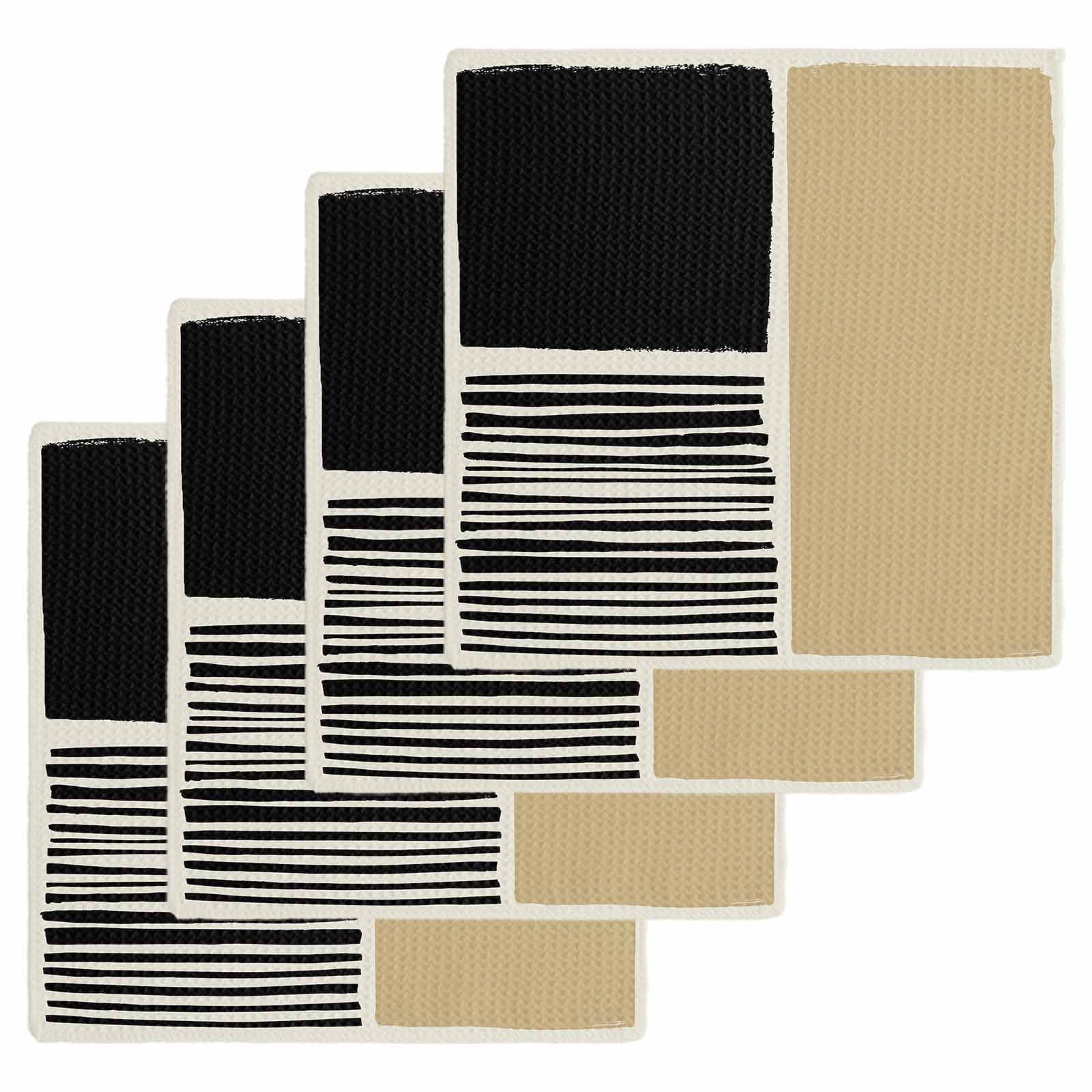 Beige Kitchen Dish Towels for Drying Dishes Set of 4, Modern Abstract ...