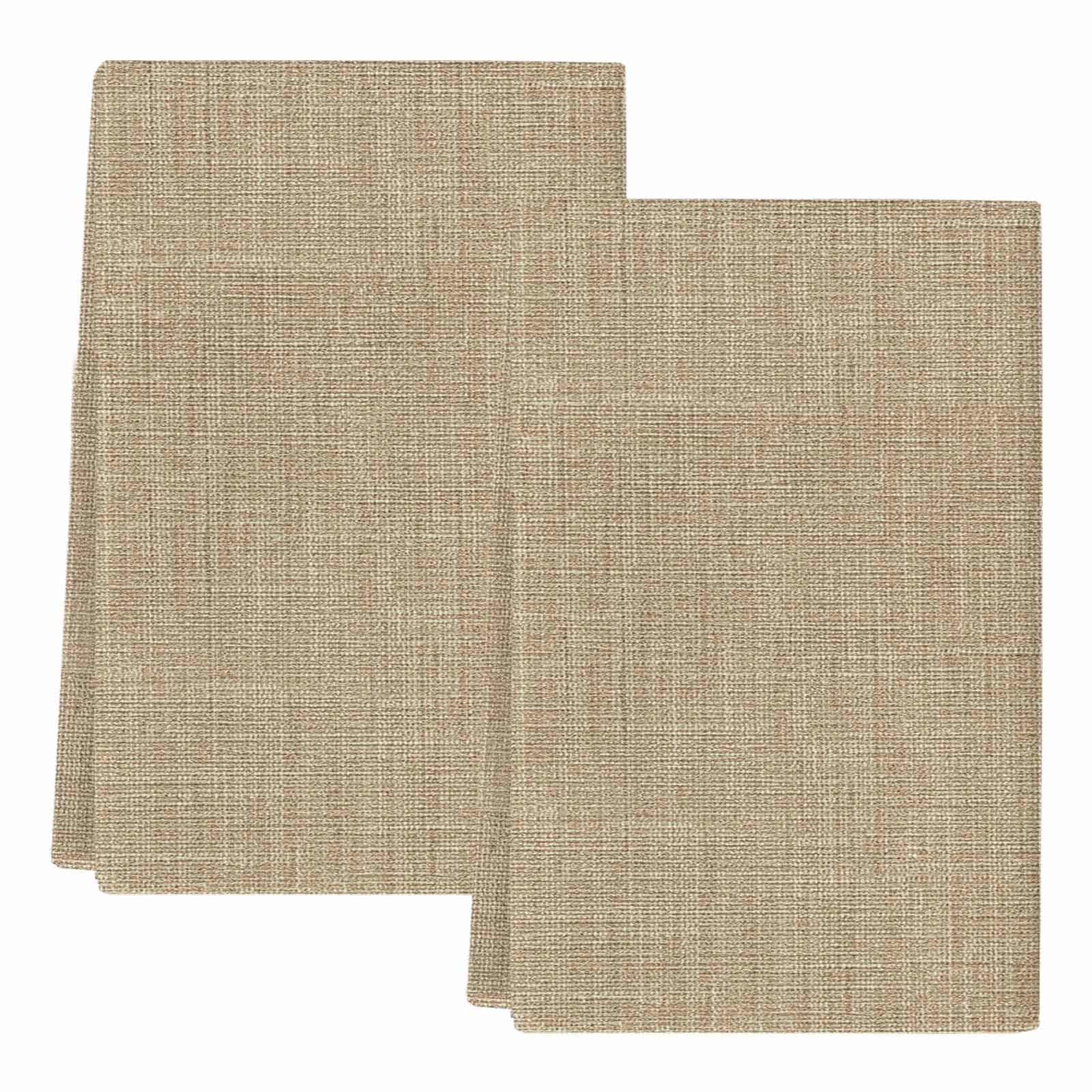 Beige Kitchen Towels Set of 2, Farmhouse Burlap Solid Brown Color ...