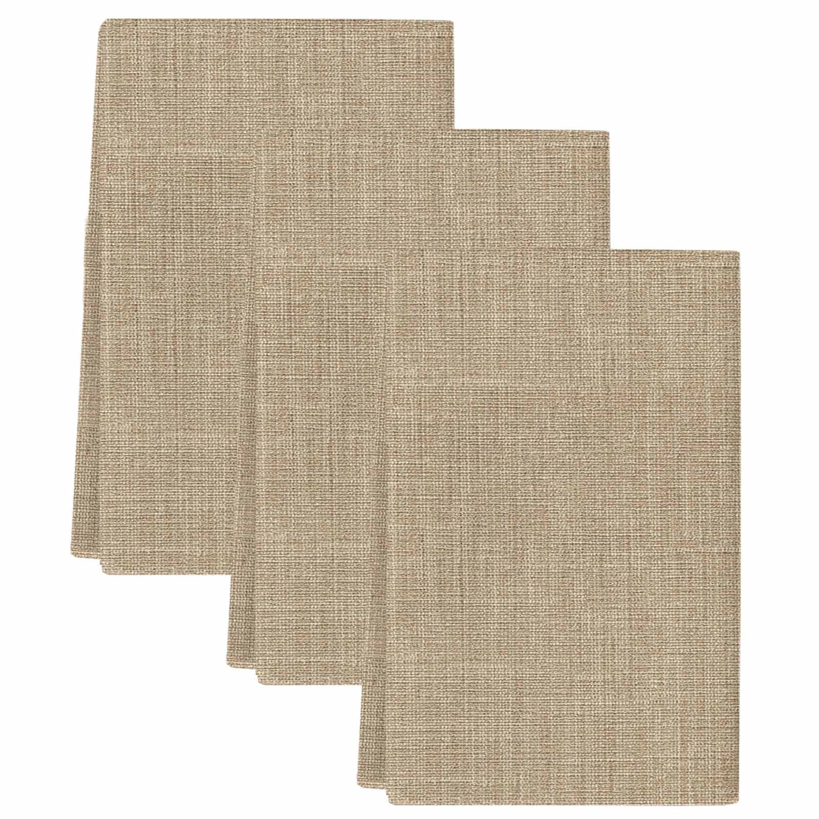 Beige Kitchen Towels Set of 3, Farmhouse Burlap Solid Brown Color ...