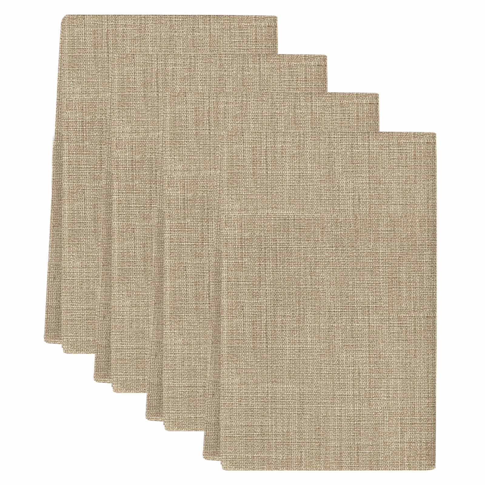 Beige Kitchen Towels Set of 4, Farmhouse Burlap Solid Brown Color ...