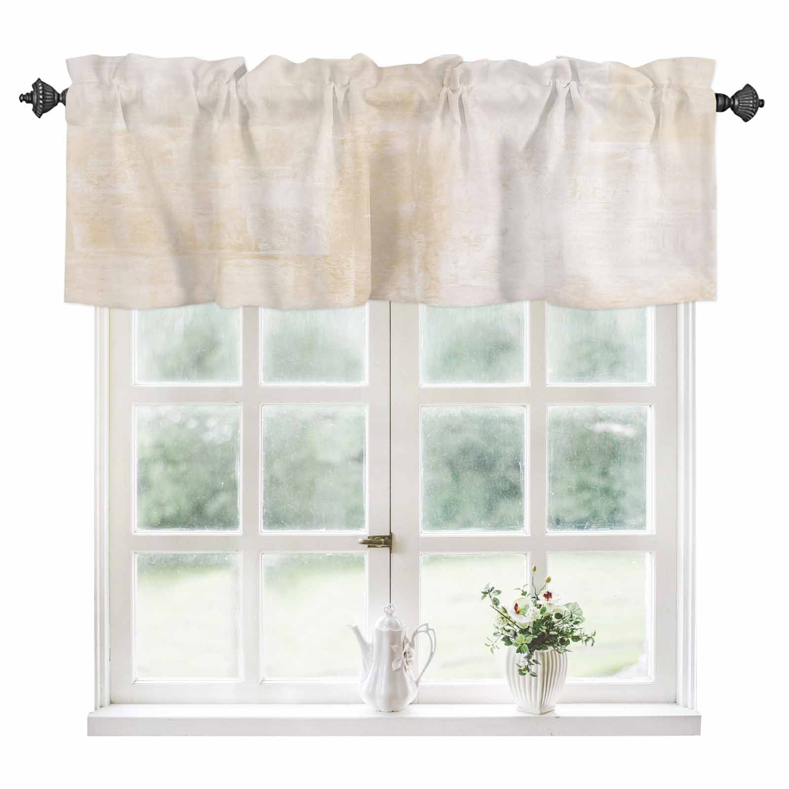 Beige Kitchen Valances for Windows 42x12 Inch Kitchen Curtains Valances ...