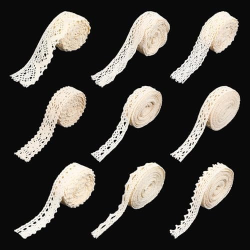 Beige Lace Ribbon 45 Yards Beige Scalloped Edge Antique Crochet Cotton ...