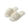 Beige Ladies Casual Round Toe Cotton Slippers Indoor Home Warm Soft ...