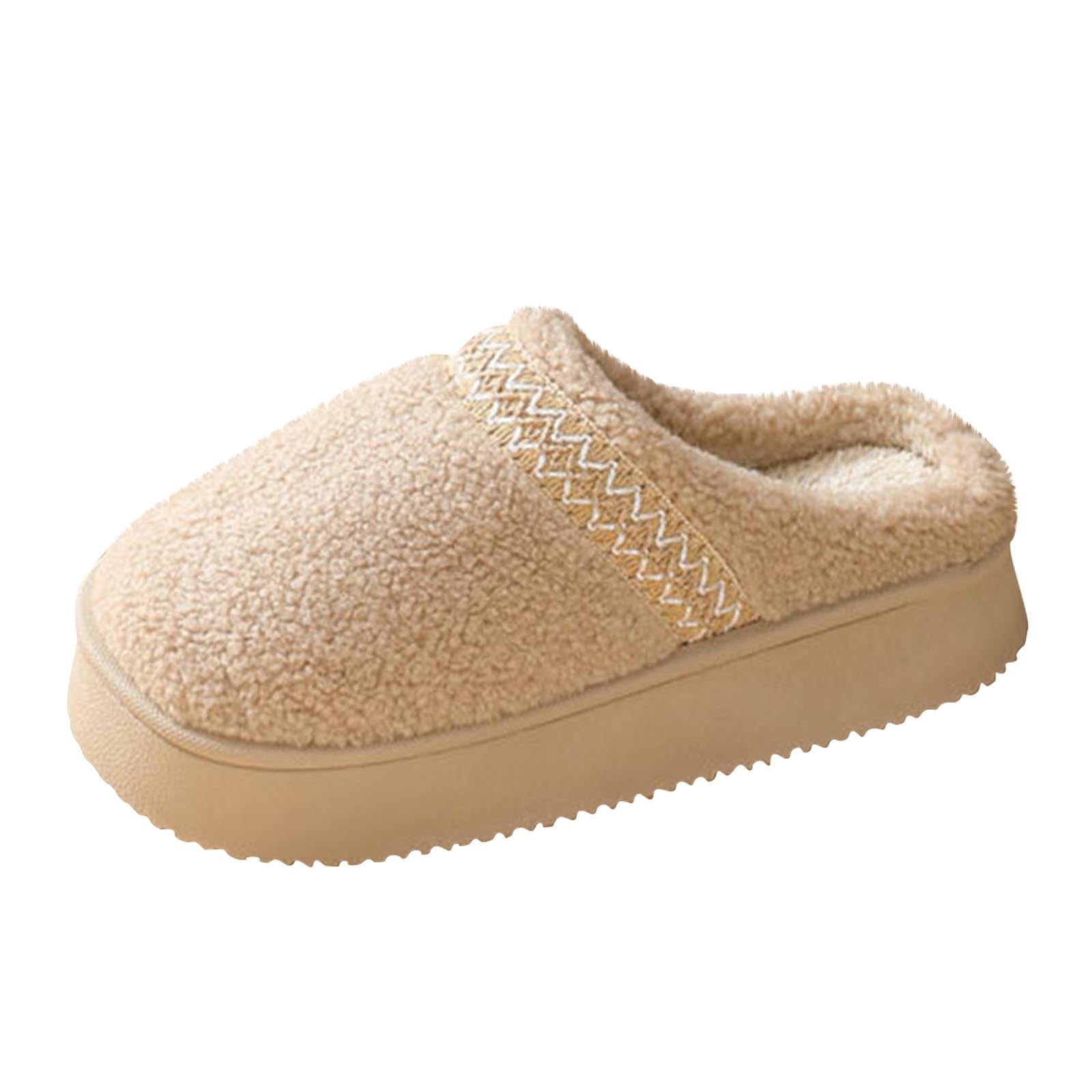 Beige Ladies Casual Versatile Lace Decor House Indoor Autumn Winter ...