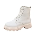 Beige Ladies Casual Versatile Round Toe French Thick Heel Solid Color ...