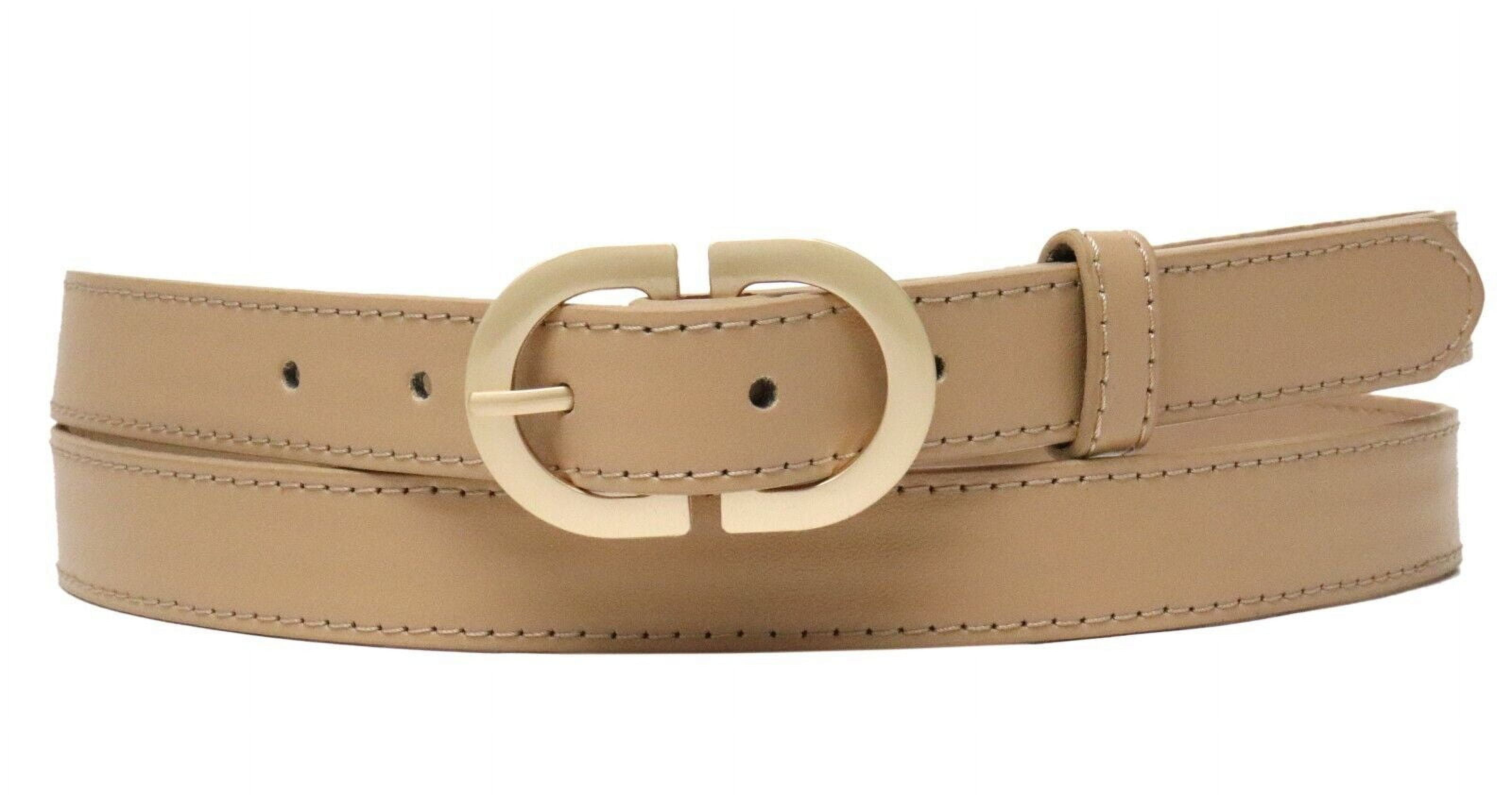 Beige Ladies Designer Style Stitch Leather Belt Gold Belt Buckle ...