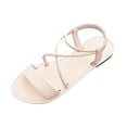 Beige Ladies Fashionable Versatile Plus Size Wrap Strap Roman Spring ...