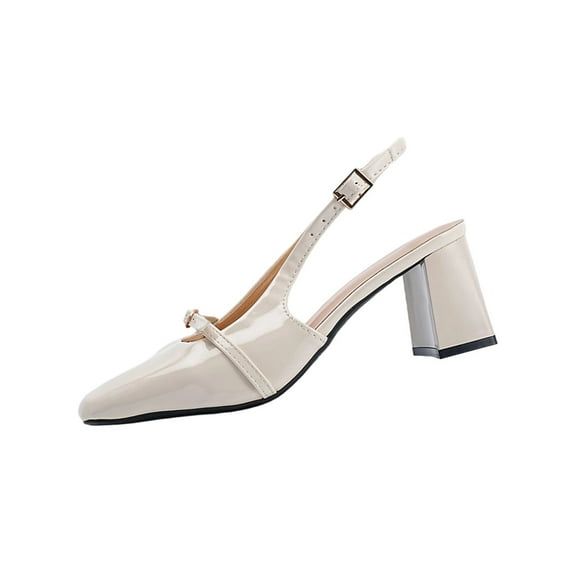 Beige Ladies High Heels Sandals Closed Toe Solid Color Casual ...