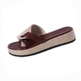 Beige Ladies Indoor Outdoor Flat Slippers Round Toe Open Toe Plus Size ...