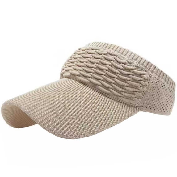 Beige Ladies Knitted Baseball Sun Hat With Empty Crown For Summer ...