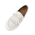 Beige Ladies One-Foot Loafers With Round Toe And Flat Sole For Easy ...