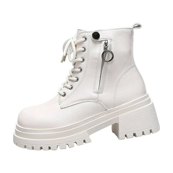 Beige Ladies Platform Heel Zipper Design Boots Large Measurements Fall ...