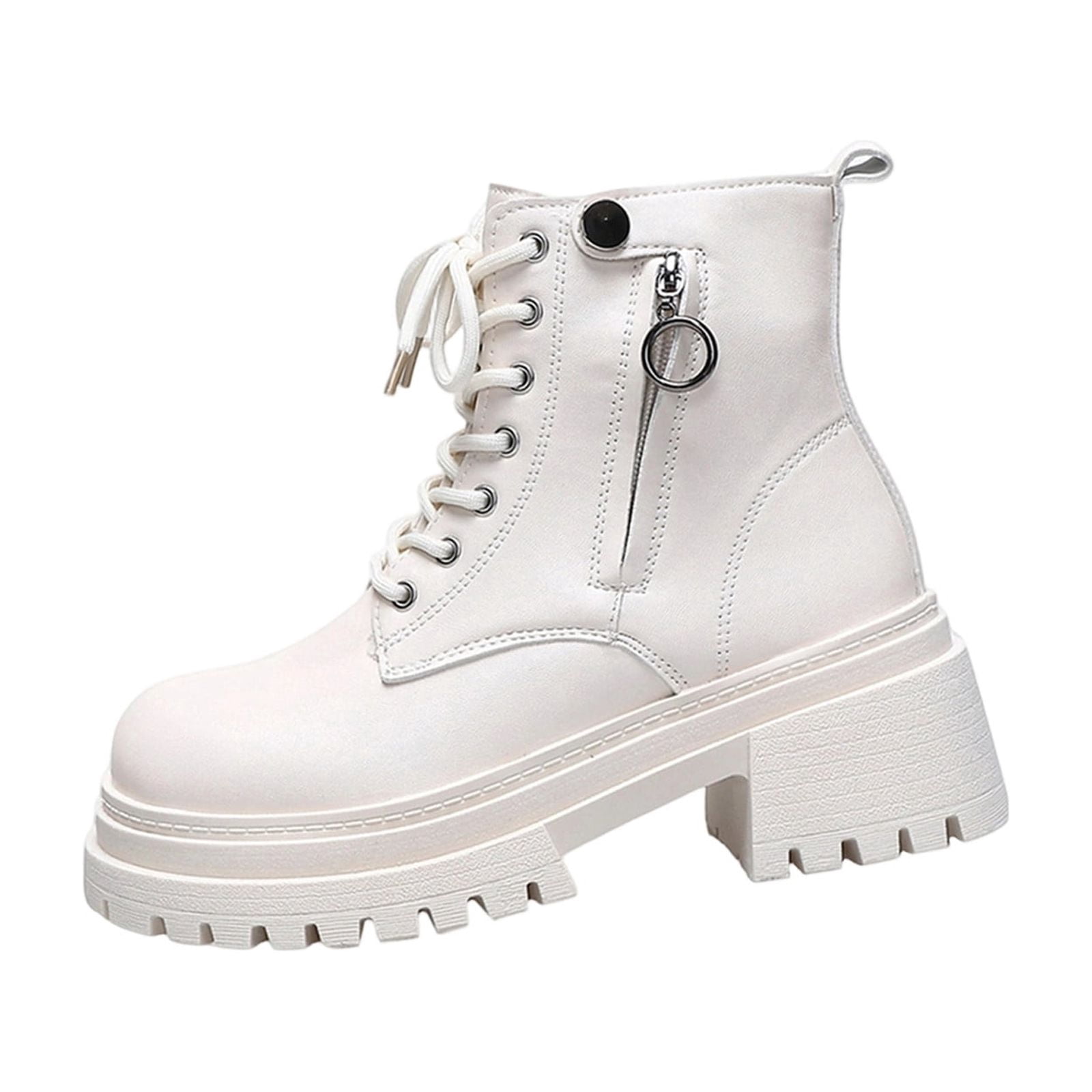 Beige Ladies Platform Sole Zipper Design Boots Big Proportions Footwear ...
