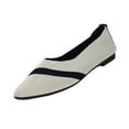 Beige Ladies Plus Size Mesh Pointed Toe Loafers Flat Closed Toe Solid ...